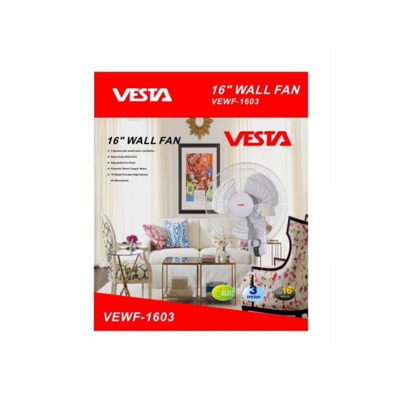 Vesta 16" Wall Fan With Out Remote-VEWF1603